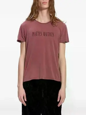 ANN DEMEULEMEESTER Slogan-print Distressed T-shirt - Red