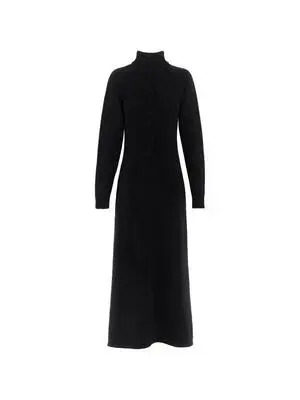 BARRIE Cable-knit Roll-neck Maxi Dress - Black