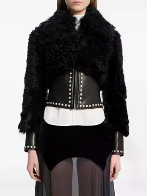 ANN DEMEULEMEESTER Stud-embellished Shearling Jacket - Black