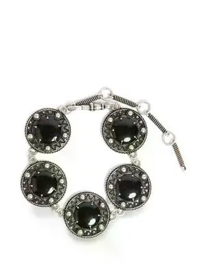 ANN DEMEULEMEESTER Cabochon-embellished Engraved Bracelet - Silver