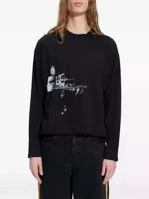 ANN DEMEULEMEESTER Graphic-print Long-sleeve T-shirt - Black