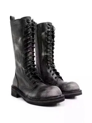 ANN DEMEULEMEESTER Brushed Leather Lace-up Combat Boots