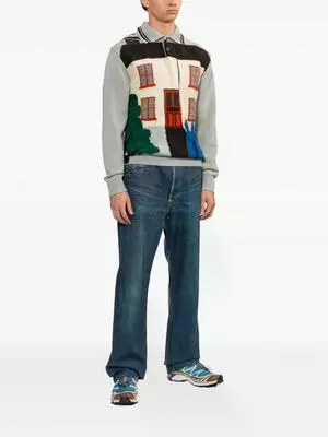 Junya Watanabe House Print Collared Knitwear - Grey