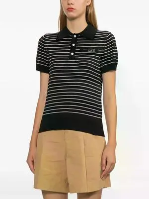 A.p.c. Striped-knit Polo Shirt