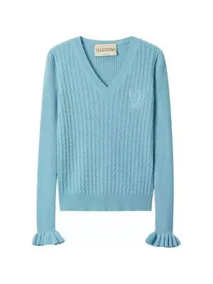 Valentino Garavani Embroidered Cashmere Jumper - Blue