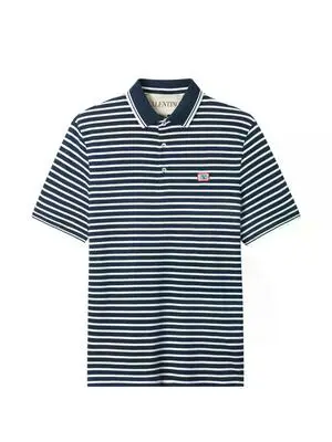 Valentino Garavani Cotton Piqué Polo With Vlogo Patch - Blue