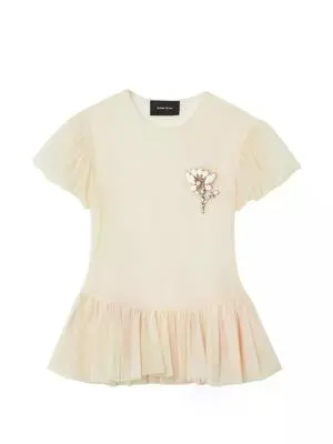 Simone Rocha Crystal-embellished Ruffled Top - Neutrals
