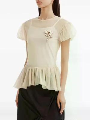 Simone Rocha Crystal-embellished Ruffled Top