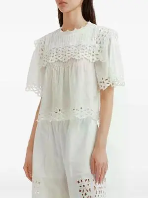 Sea Broderie-anglaise Short-sleeve Blouse