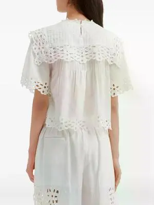 Sea Broderie-anglaise Short-sleeve Blouse