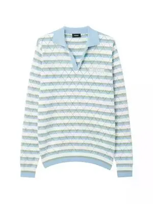 We11Done Argyle Striped Sweater - White
