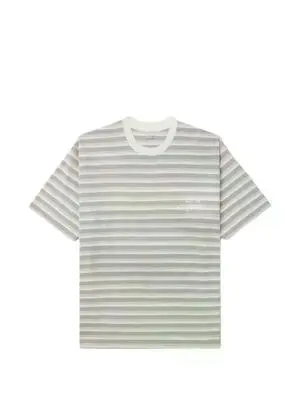 SEQUEL Striped Logo-print T-shirt - Grey