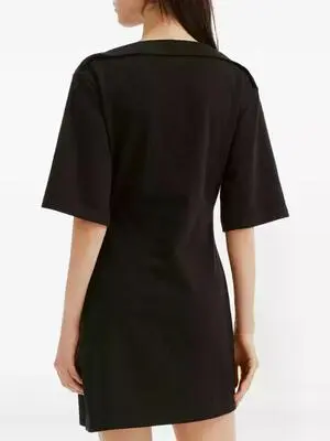 We11Done Logo-print Ruched-detail Mini Dress