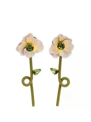 Simone Rocha Floral Crystal-embellished Earrings - Silver