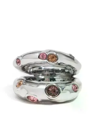 Bimba Y Lola Ring With Pink Crystal Texture - Silver