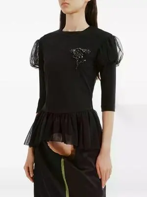 Simone Rocha Embellished Peplum Top