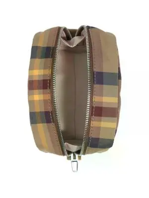 Bimba Y Lola Khaki And Garnet Tartan Jacquard Mini Make-up Case