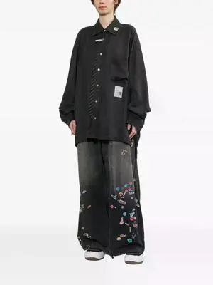 Mihara Yasuhiro Attached Tie Satin Shirt - Black