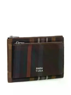 Bimba Y Lola Coated Chocolate Green Tartan Pocket Purse - Brown