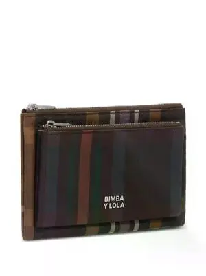 Bimba Y Lola Coated Chocolate Green Tartan Pocket Purse - Brown