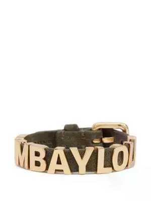 Bimba Y Lola Gold Logo Bracelet With Olive Suede Strap - Green