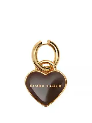 Bimba Y Lola Brown Heart Logo Hoop Earrings
