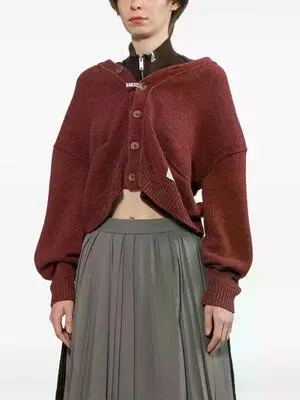 Mihara Yasuhiro Distressed Cable-knit Cardigan