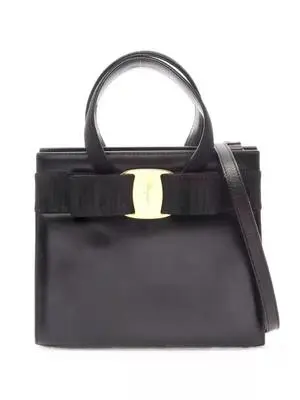 FERRAGAMO 2010s Vara Ribbon Tote Bag - Black