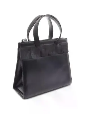 FERRAGAMO Leather Grosgrain Vara Ribbon Tote Bag - Black