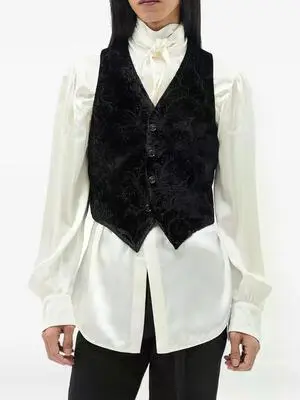 ANN DEMEULEMEESTER Kaare Paisley-embroidered Velvet Waistcoat - Black