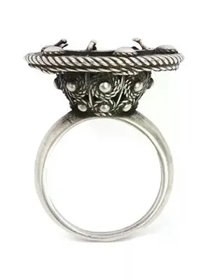 ANN DEMEULEMEESTER Engraved Stone-embellished Ring - Silver