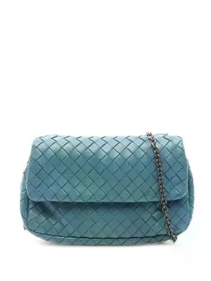 Bottega Veneta 2000s Intrecciato Chain Shoulder Bag - Blue