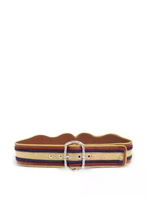 ANN DEMEULEMEESTER Regimental Jacquard Scalloped-edge Belt - Brown