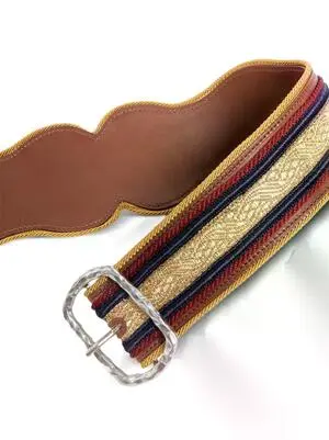 ANN DEMEULEMEESTER Regimental Jacquard Scalloped-edge Belt