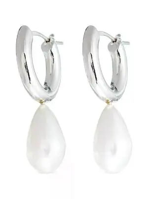 Simone Rocha Pearl-pendant Hoop Earrings - Silver