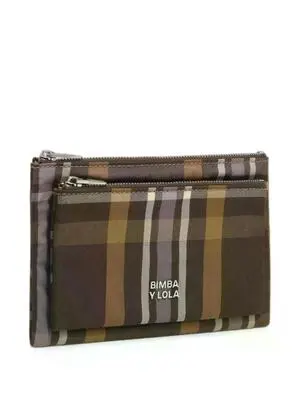 Bimba Y Lola Hunter Green Tartan Jacquard Pocket Purse