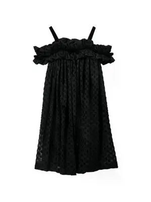 Noir Kei Ninomiya Ruffled Polka-dot Midi Dress - Black