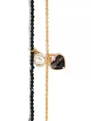 Bimba Y Lola Triple Heart Logo Necklace In Black