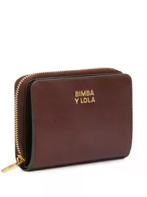 Bimba Y Lola Dark Tan Leather Lapel Wallet - Brown