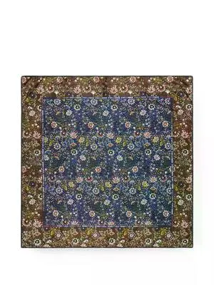 Bimba Y Lola Navy Floral Scarf With Frame And Logos - Blue