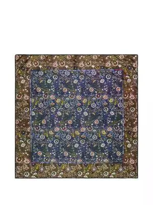 Bimba Y Lola Navy Floral Scarf With Frame And Logos - Blue