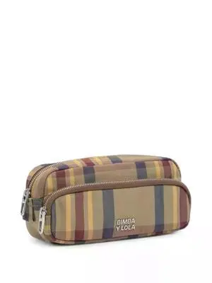 Bimba Y Lola Khaki And Garnet Tartan Jacquard Pocket Case - Neutrals