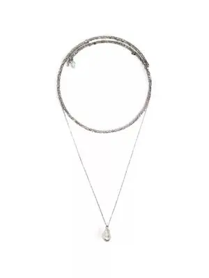 Bimba Y Lola Crystal Choker And -tone Faux-pearl Chain - Silver