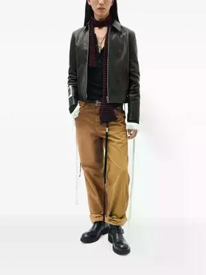 ANN DEMEULEMEESTER Osa Striped Crepe-knit Scarf - Red