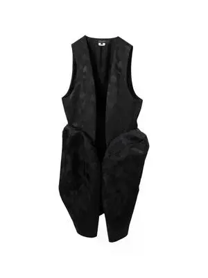 Comme Des Garçons Jacquard Open Vest Coat - Black