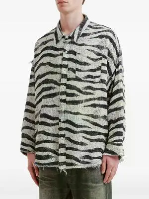 R13 Zebra-print Frayed Shirt - Neutrals