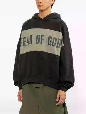 ESSENTIALS Panelled Crop Hoodie - Grey