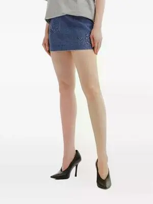 MARKGONG Floral-embossed Cotton A-line Mini Skirt