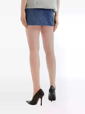 MARKGONG Floral-embossed Cotton A-line Mini Skirt