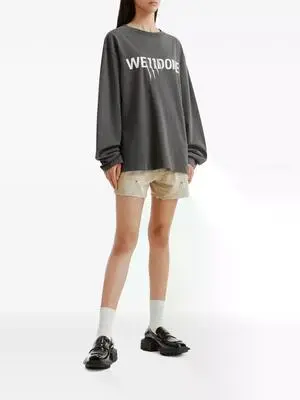 We11Done Logo-print Distressed T-shirt - Grey